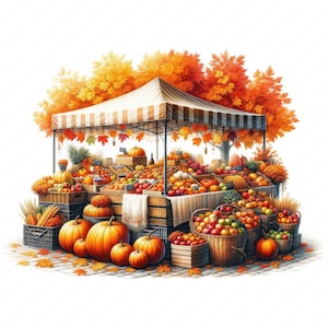 Fall Market Stall Clipart | Cozy Fall Market Stall Clipart Bundle | 10 ...