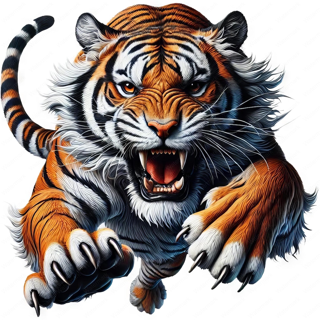 Ferocious Tiger Clipart Bundle | Wildlife Art Printables (digital ...