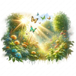 Butterfly Garden Clipart Bundle | Floral Art, Commercial Use (digital ...