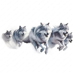 Wolf Pack in Snow Clipart | Majestic Wolf Pack Clipart Bundle | 10 High ...
