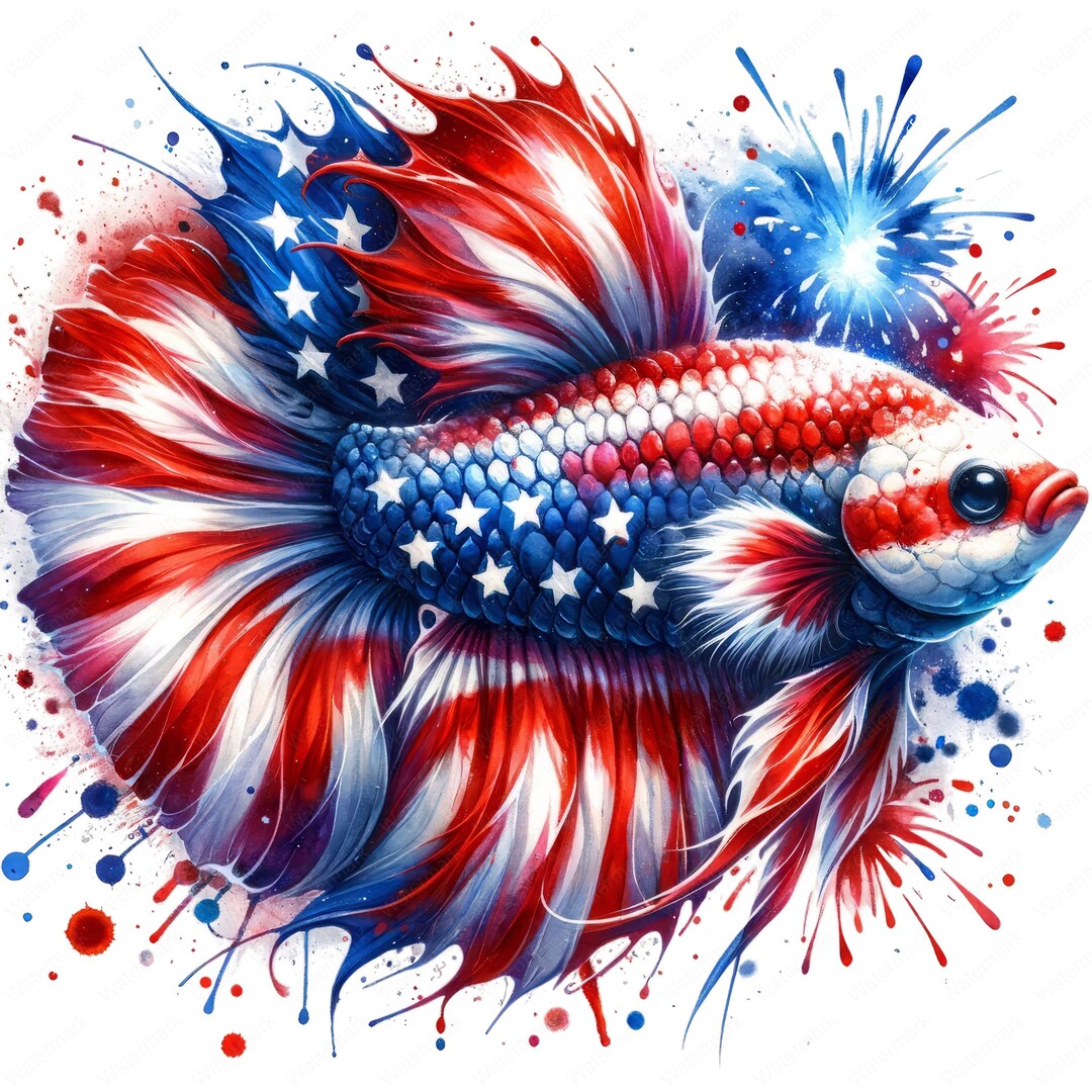 Patriotic Fish Clipart | USA Flag Fish Clipart Bundle | 10 High-quality ...