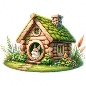 Bunny House Clipart | Cozy Bunny House Clipart Bundle | 10 High-quality ...