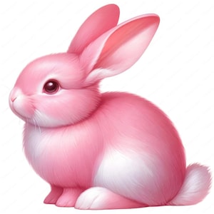 Cute Pink Bunny Clipart | Adorable Pink Bunny Clipart Bundle | 10 High ...