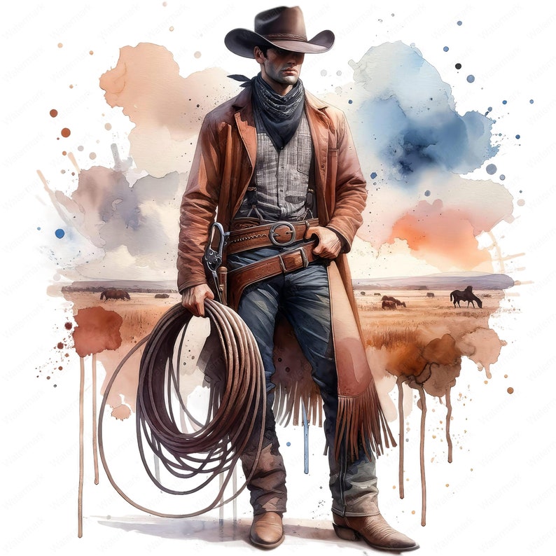 Cowboy Portrait Clipart | Wild West Illustration (digital Download) - Etsy