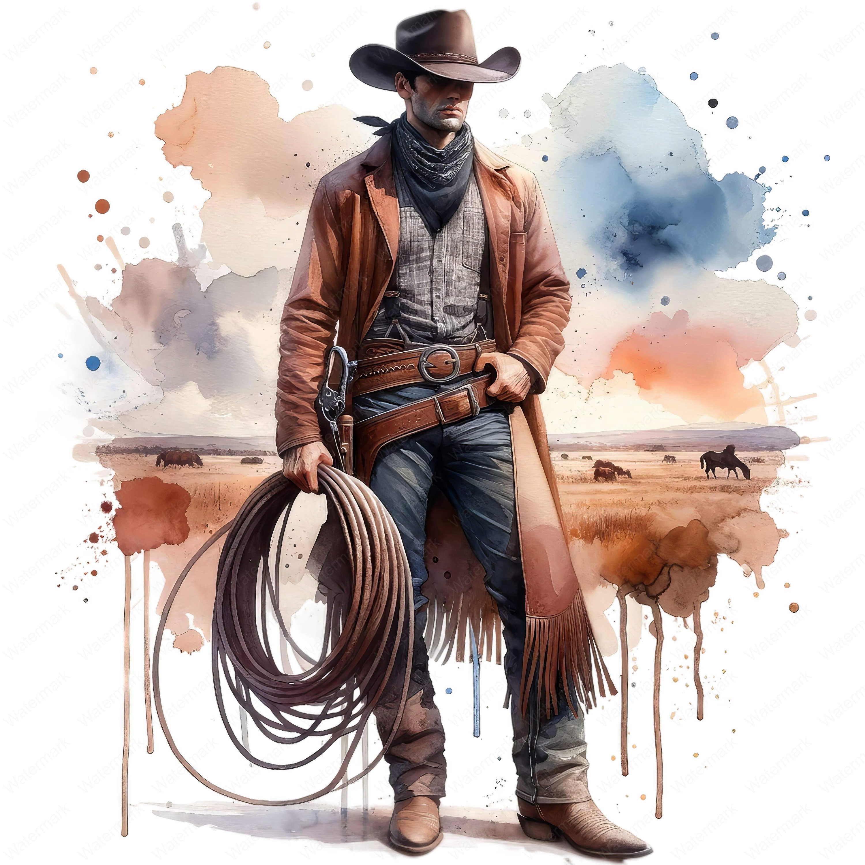 Cowboy Portrait Clipart | Wild West Illustration (digital Download) - Etsy
