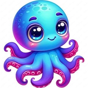 Cute Octopus Clipart Bundle | Vivid Underwater Art (digital Download ...