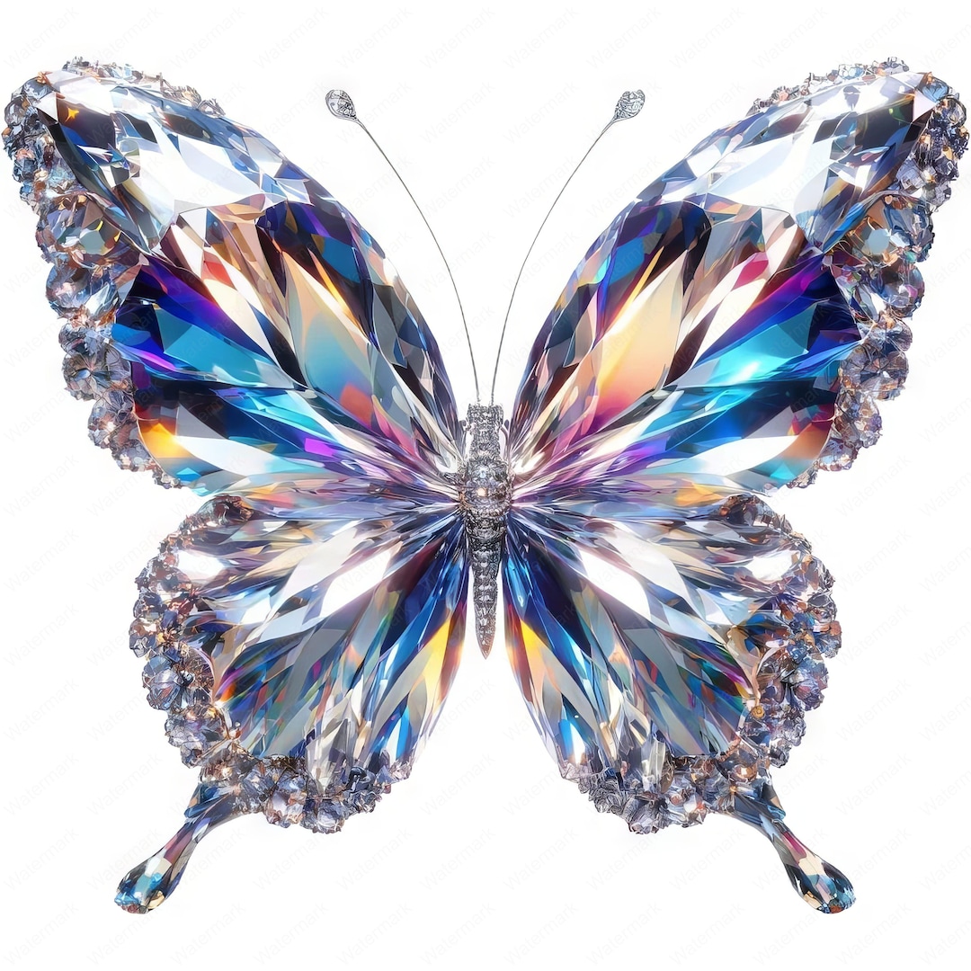 Diamond Butterfly Clipart | Sparkling Diamond Butterfly Clipart Bundle ...