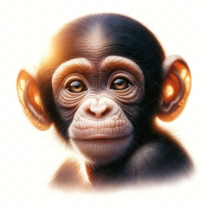 Baby Chimp Clipart Charming Baby Chimp Clipart Bundle 10 High-quality ...