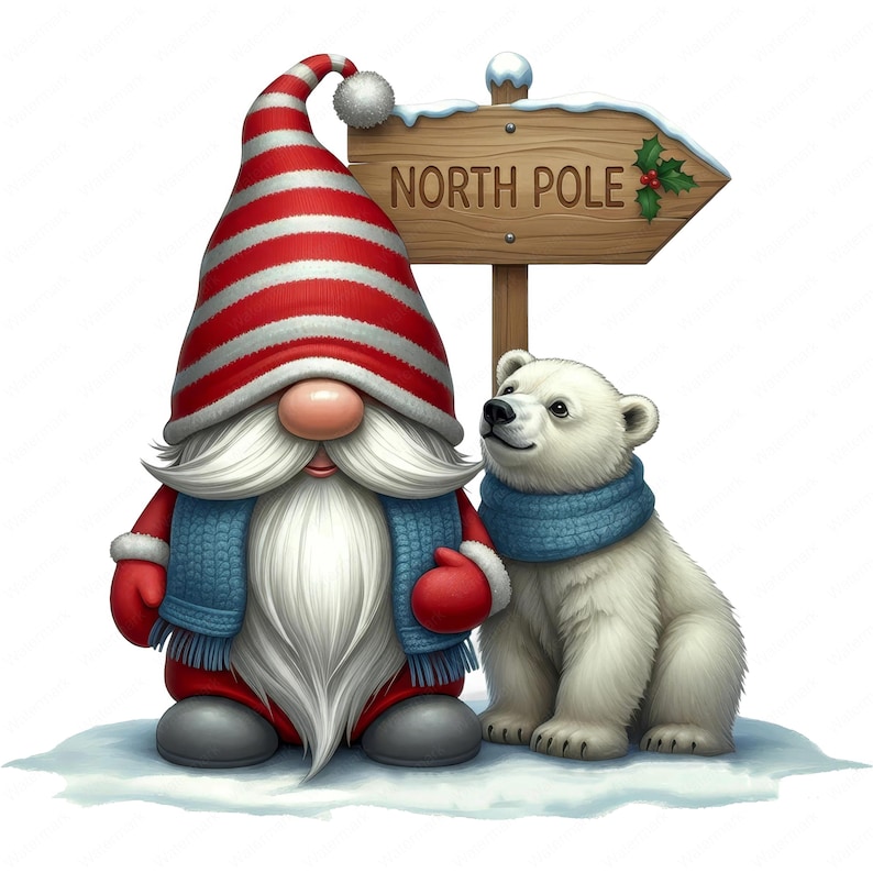 Christmas Gnome PNG Clipart Bundle: Nordic Holiday Designs (digital ...