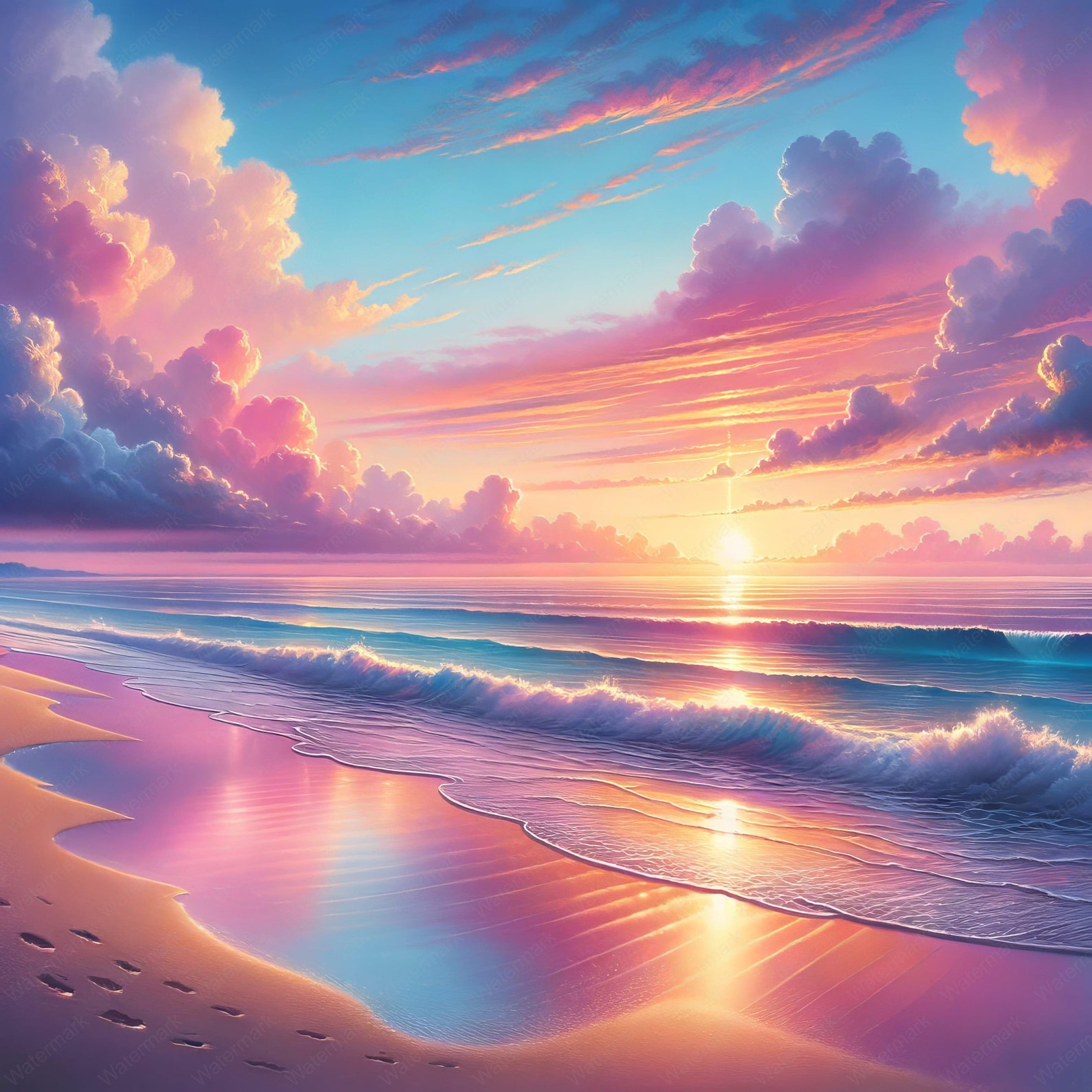 Vibrant Beach Sunset Clipart: Coastal Digital Paper (PDF Download) - Etsy