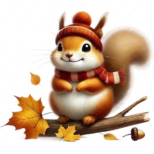 Autumn Squirrel Clipart | Cute Fall Squirrel Clipart Bundle | 10 High ...