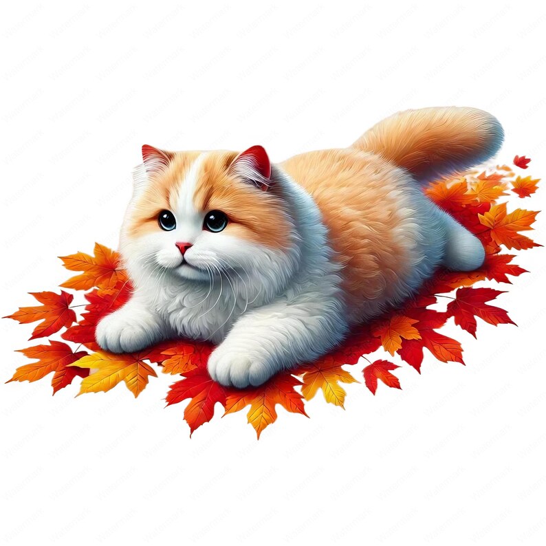 Cute Fall Cat Clipart Bundle | Autumn Leaves Art (digital Download) - Etsy