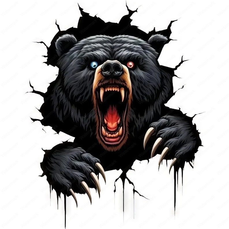 Terrifying Bear Clipart Bundle: Wildlife Art Printables (digital ...