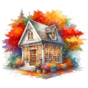 Fall Bookstore Clipart | Cozy Fall Bookstore Clipart Bundle | 10 High ...