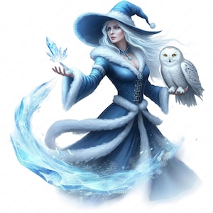 Snow Witch Clipart | Frosty Magic PNG Bundle | 10 High Quality Designs ...