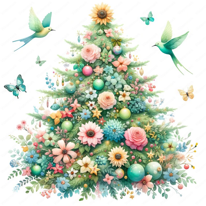 Watercolor Christmas Tree Clipart | Holiday Jpgs & Pngs (digital ...