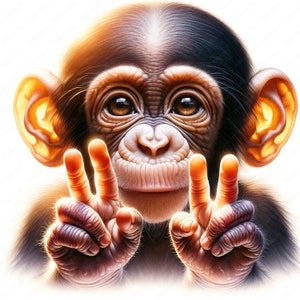Baby Chimp Clipart Charming Baby Chimp Clipart Bundle 10 High-quality ...
