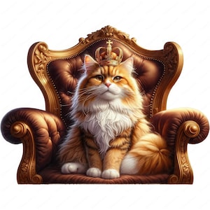 Cute Cat King Clipart | Funny Cat King Clipart Bundle | 10 High-quality ...