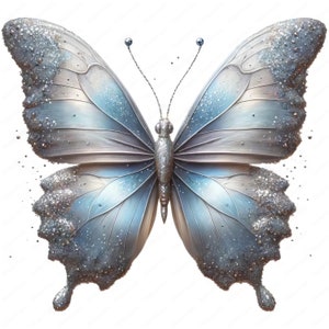 Silver Butterfly Clipart Bundle: Metallic Art Designs (digital Download ...