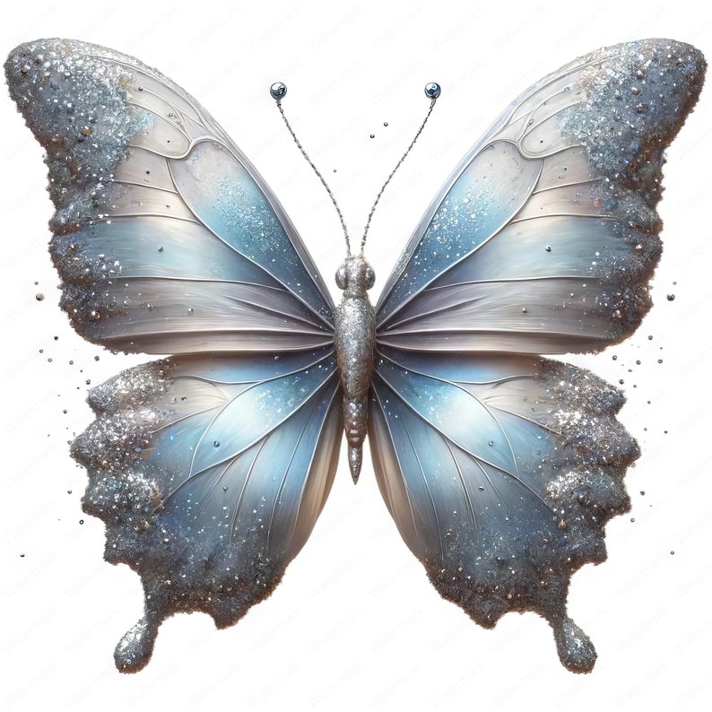 Silver Butterfly Clipart Bundle: Metallic Art Designs (digital Download ...