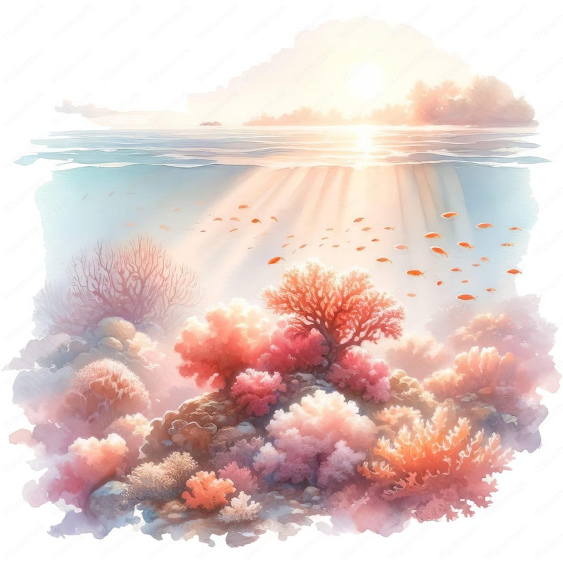 Coral Reef Clipart: Ocean Wall Art, Paper Crafts (digital Download) - Etsy