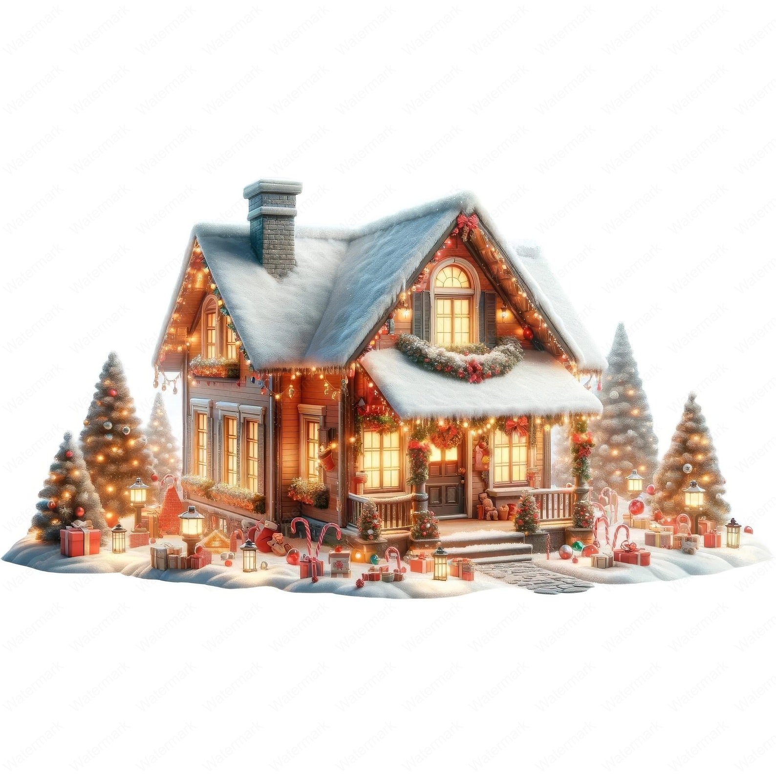 Santa House Christmas Clipart: Festive Designs (digital Download) - Etsy