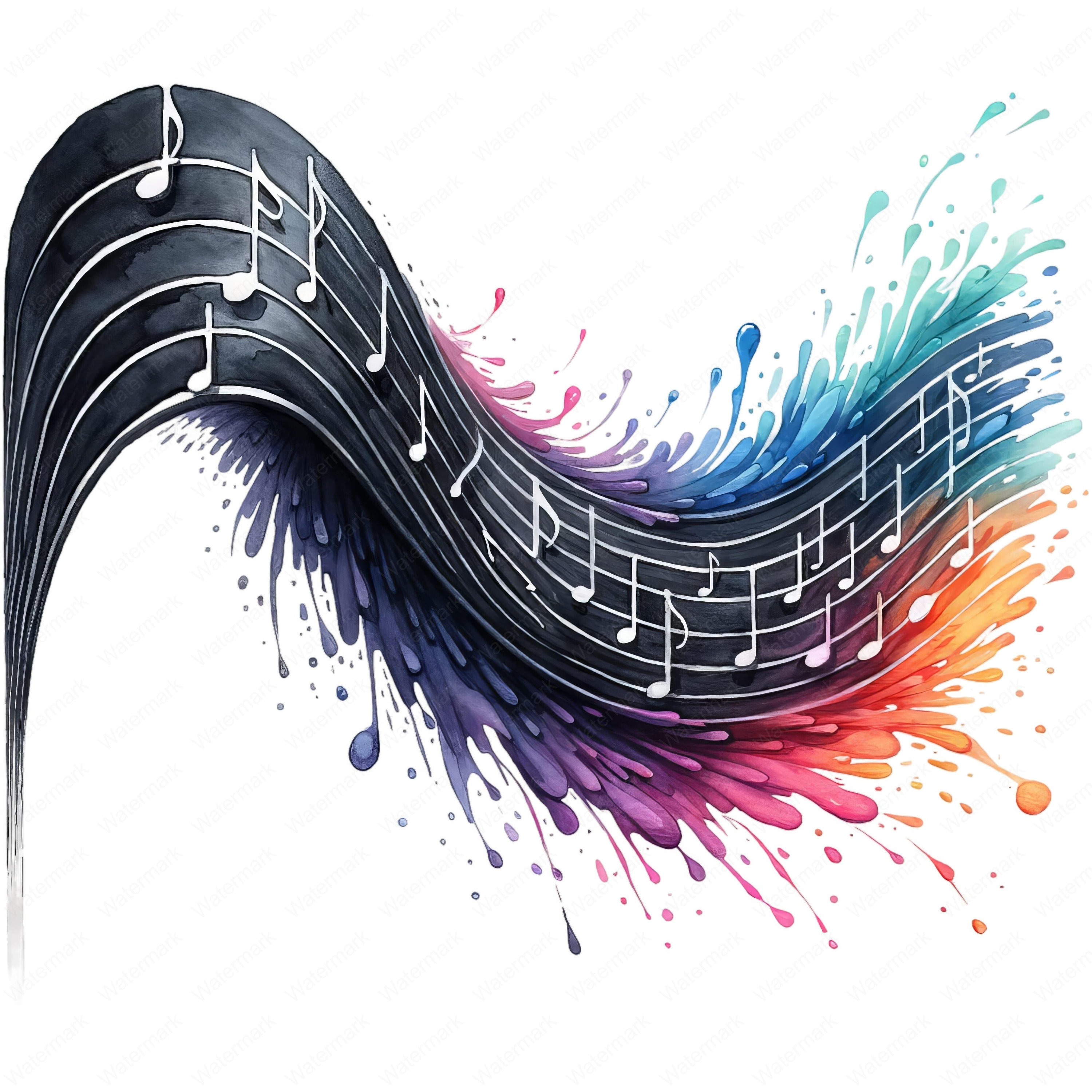 Watercolor Music Note Clipart | Rainbow Musical Art, Commercial Use ...