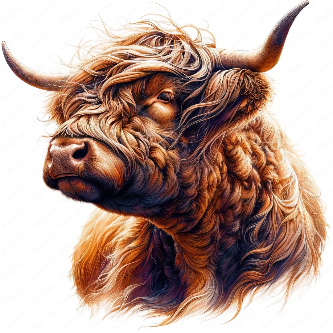 Rustic Highland Cow Clipart Bundle: Farm Animal Art (digital Download ...
