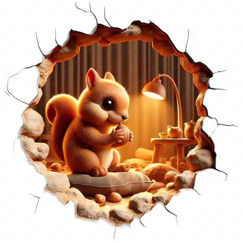 3D Squirrel Clipart Bundle: Forest Art Printables (commercial Use ...
