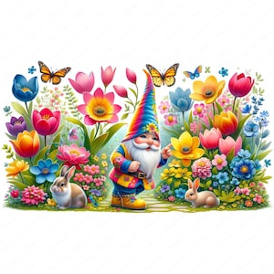 Spring Gnome Clipart | Spring Gnome Clipart Bundle 02 | 10 High-quality ...
