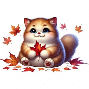 Cute Fall Cat Clipart | Fall Cat Clipart Bundle | 10 High-quality ...