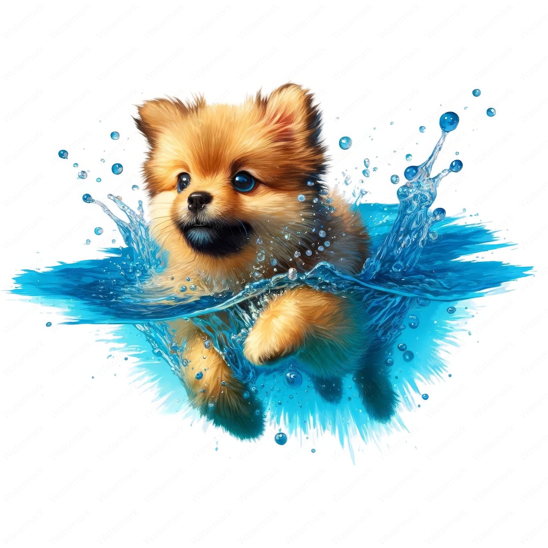 Dog Swimming Clipart | Energetic Little Dog Pool Splash Clipart Bundle ...