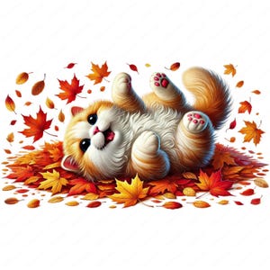 Cute Fall Cat Clipart | Fall Cat Clipart Bundle | 10 High-quality ...