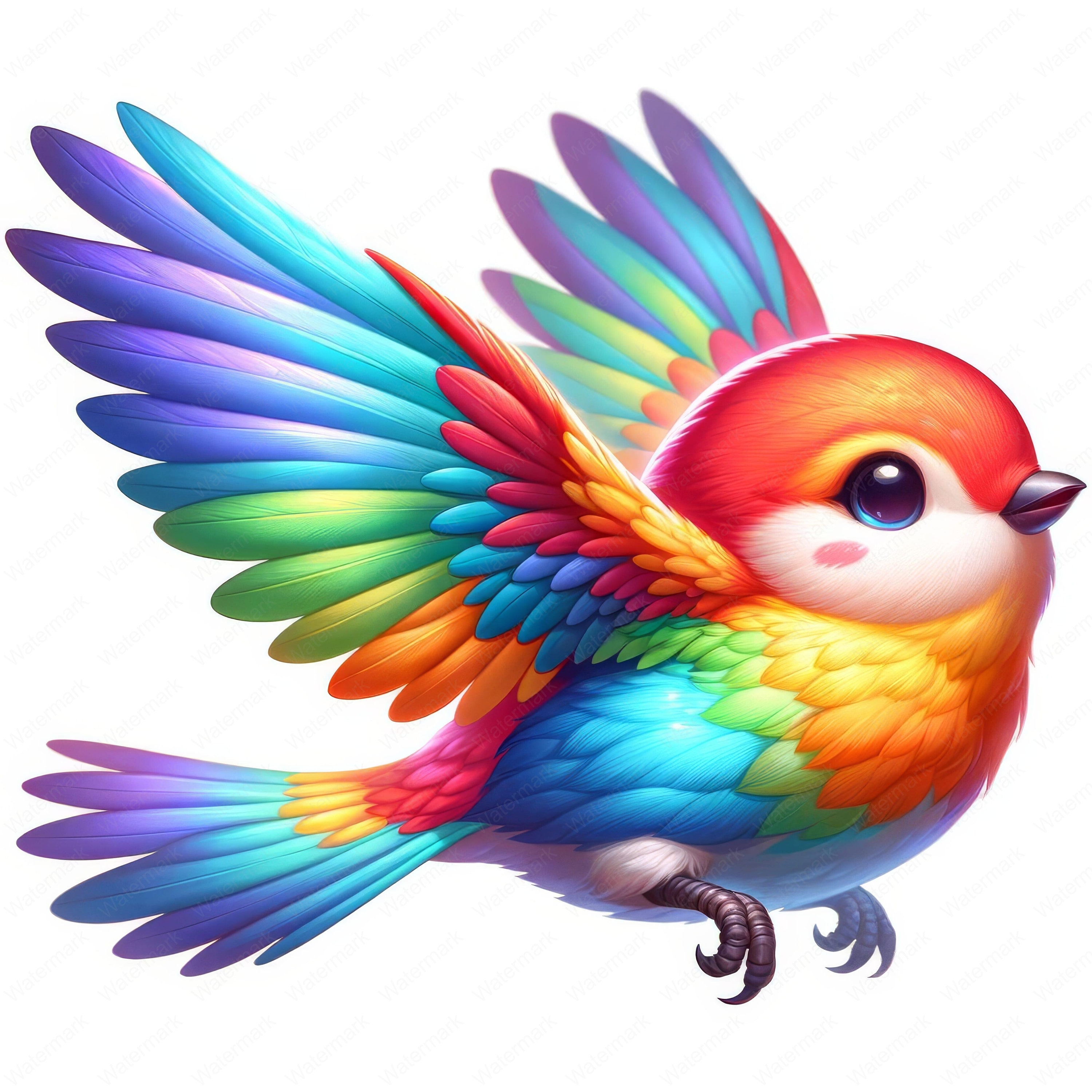 Rainbow Bird Clipart | 10 Nature Art Designs (digital Download) - Etsy