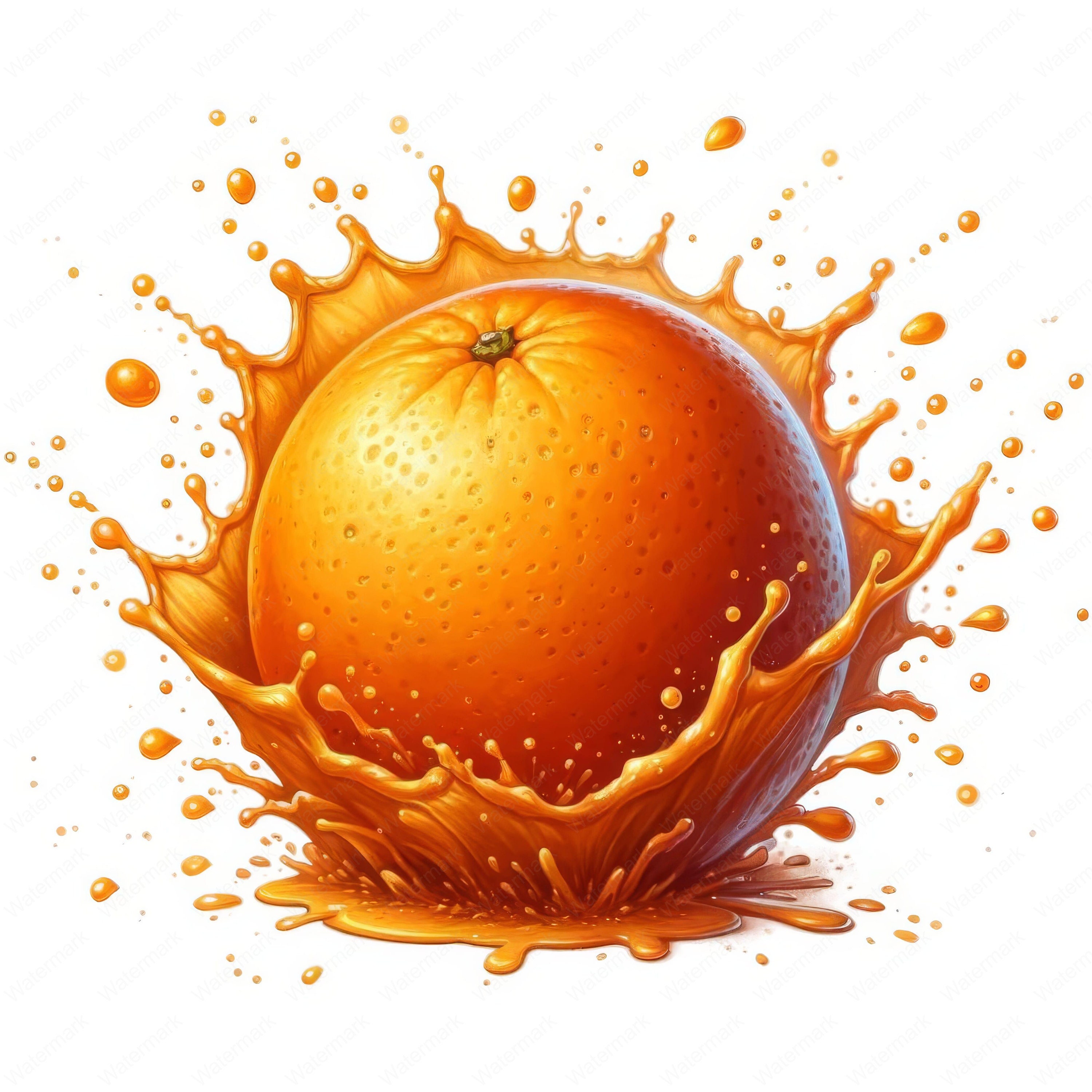 Juicy Orange Clipart Bundle: Splash Effect Fruit Art (digital Download ...