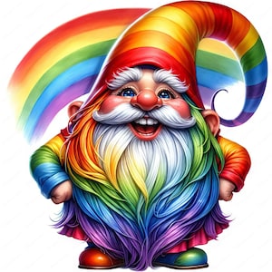 Rainbow Gnome Clipart | Colorful Gnome Clipart Bundle | 10 High-quality ...