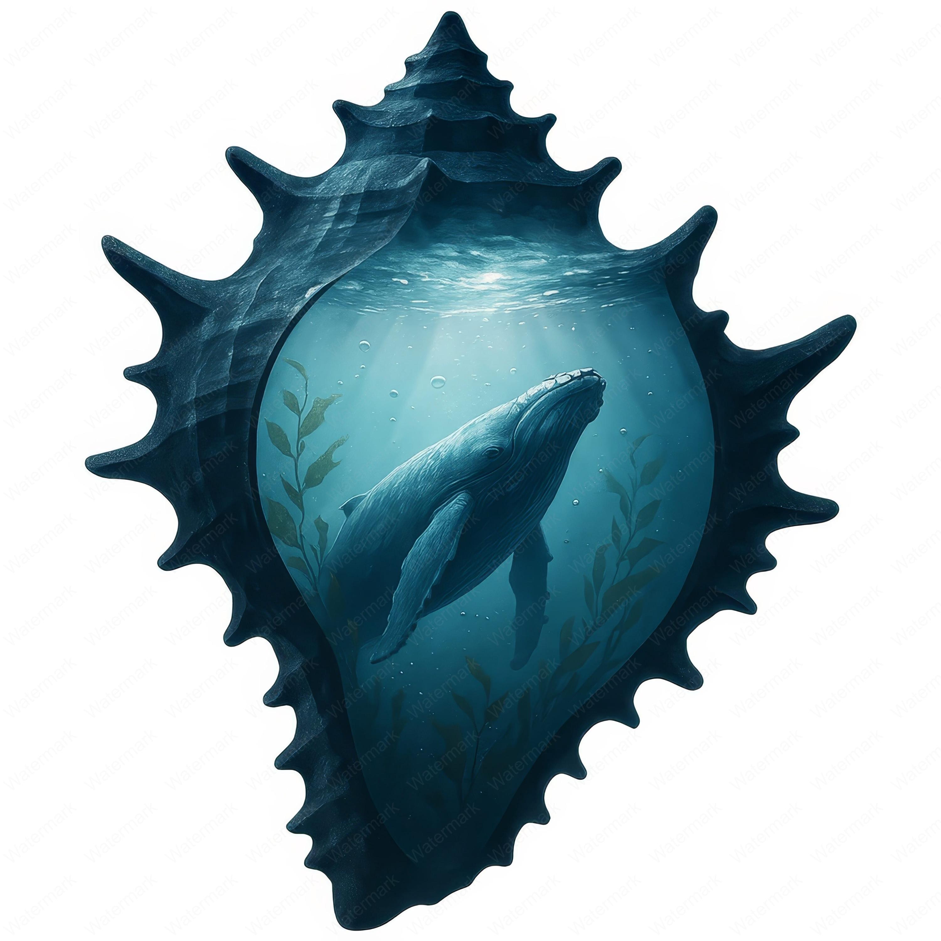 Whale Clipart Bundle: Ocean Shell Art, High-res PNG (commercial Use) - Etsy