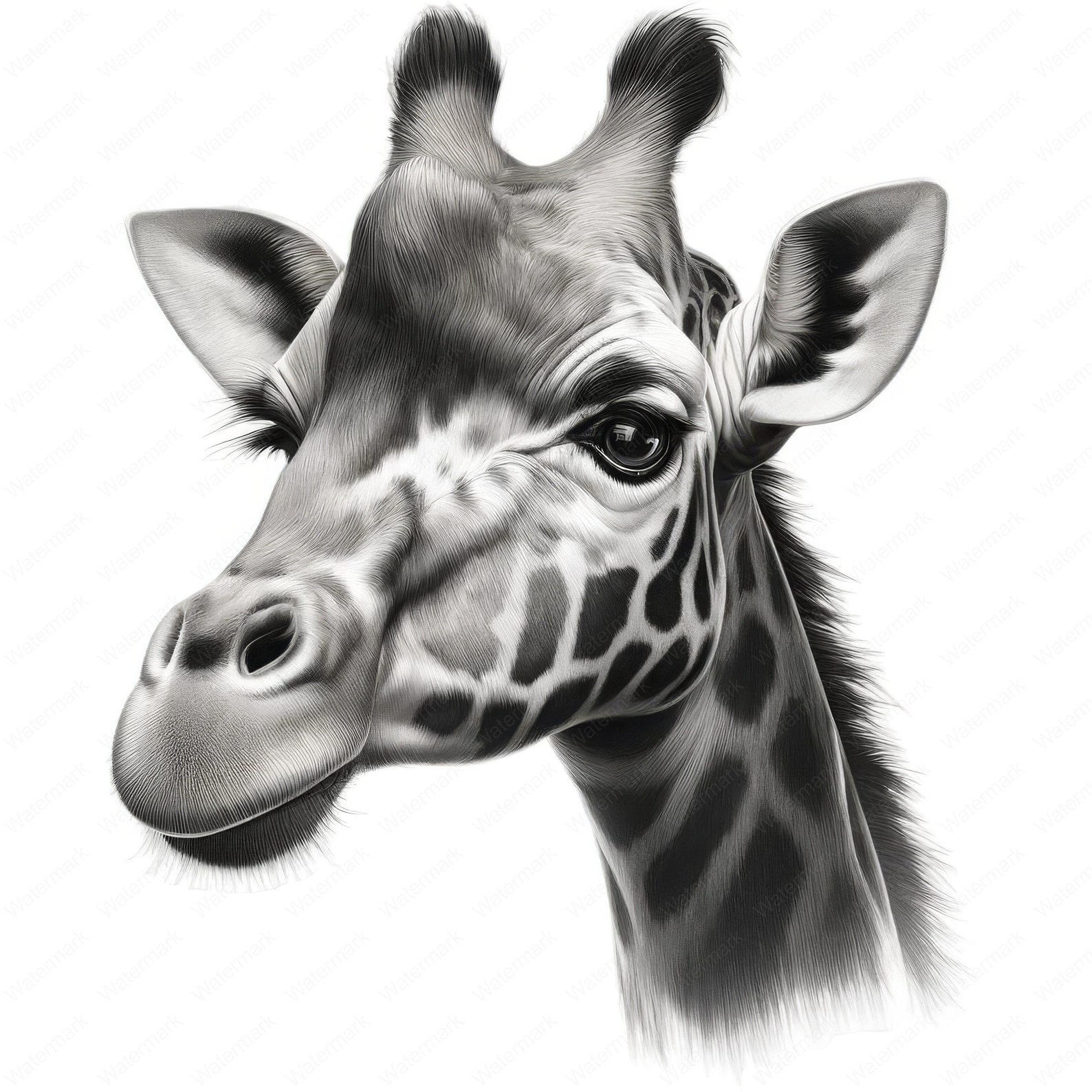 Black and White Giraffe Clipart | Detailed Wildlife Art (digital ...
