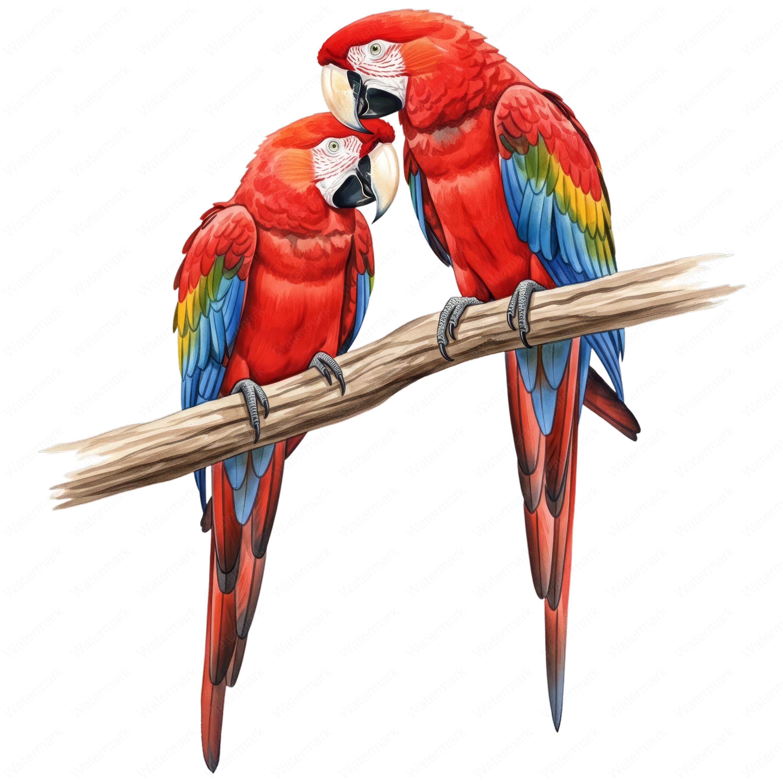 Scarlet Macaw Clipart, Tropical Parrot PNG, 10 High Res Designs ...