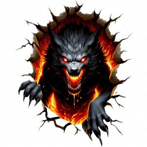 Terrifying Hellhound Clipart Bundle: Dark Fantasy Art (digital Download ...