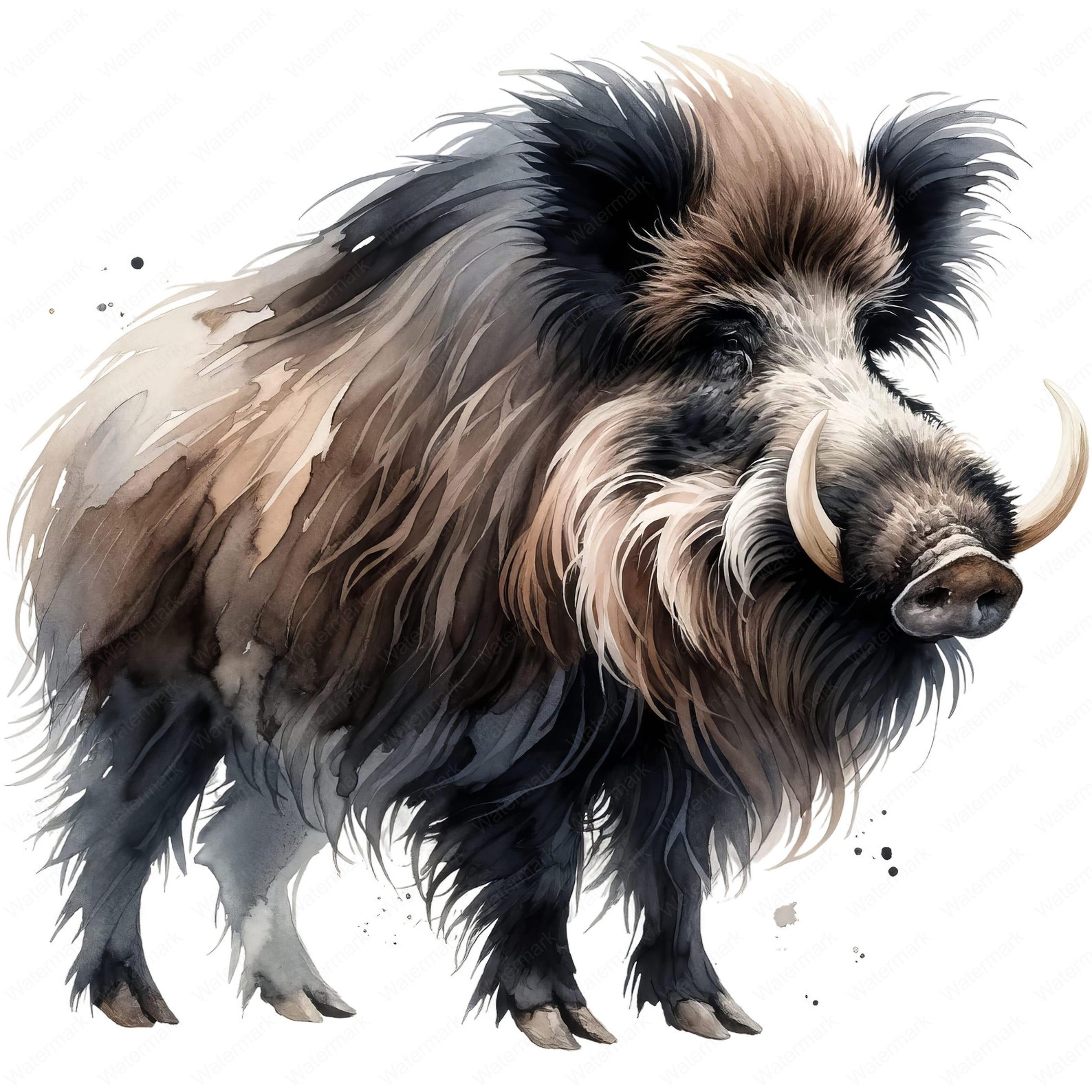 Wild Boar Watercolor Clipart | Printable Animal Designs (digital ...