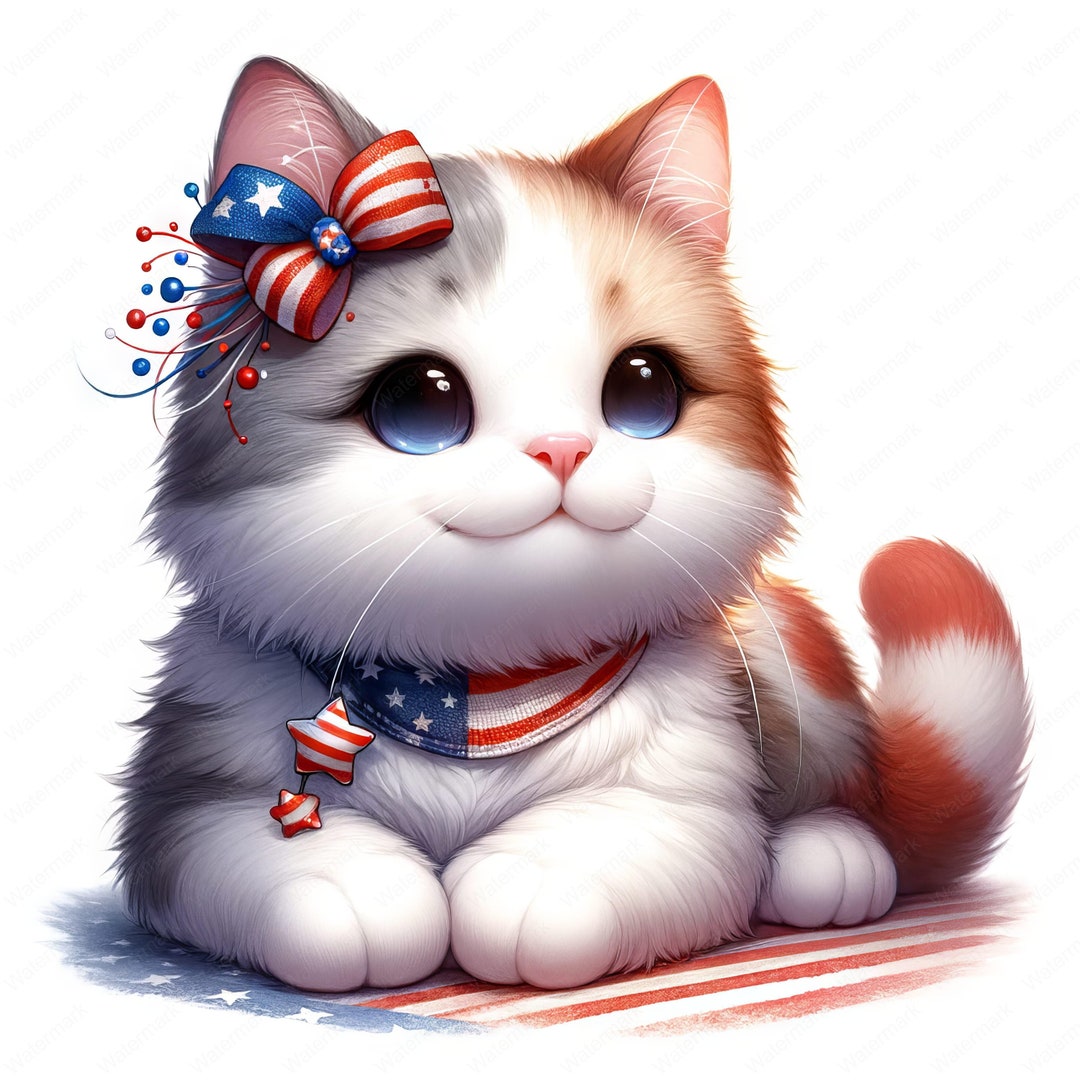 Patriotic Cat Clipart Bundle: 4th of July Designs (digital Download) - Etsy