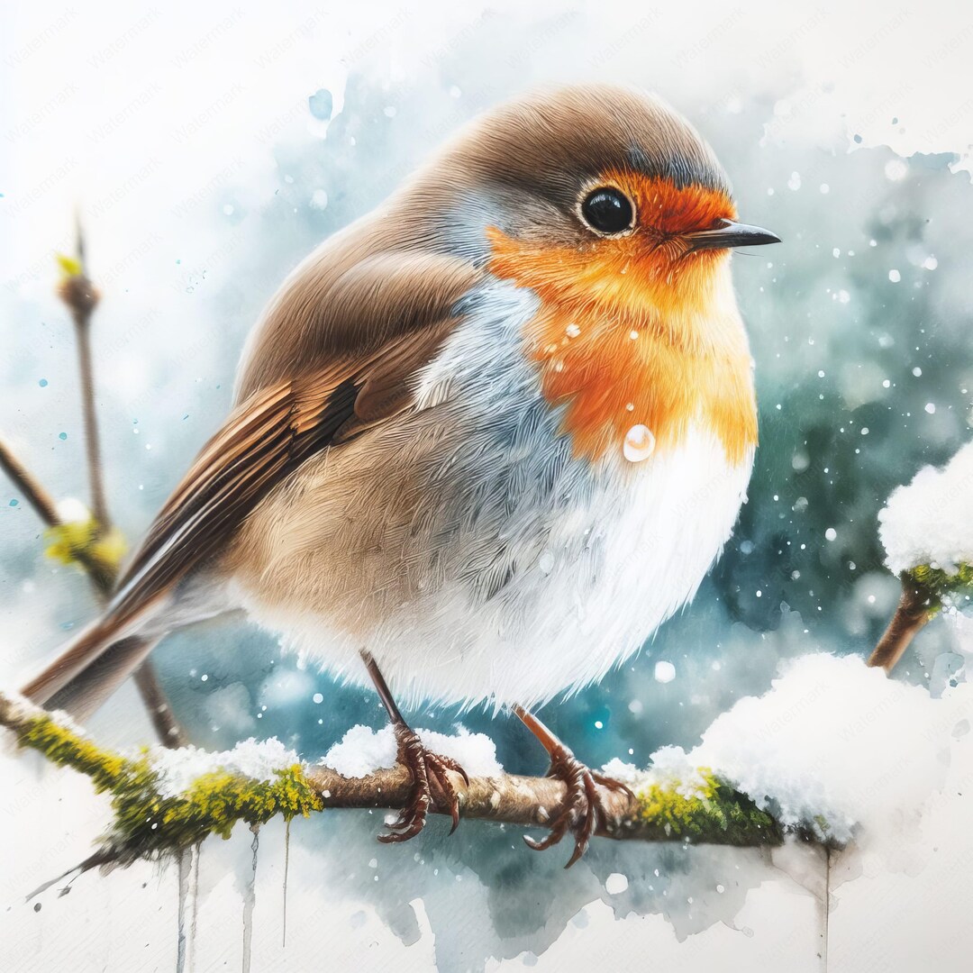 Winter Robin Clipart 10 High-quality Images Wall Art - Etsy