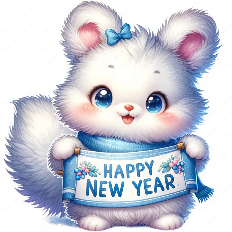 Happy New Year Animal Clipart | Cute Party Designs (digital Download ...