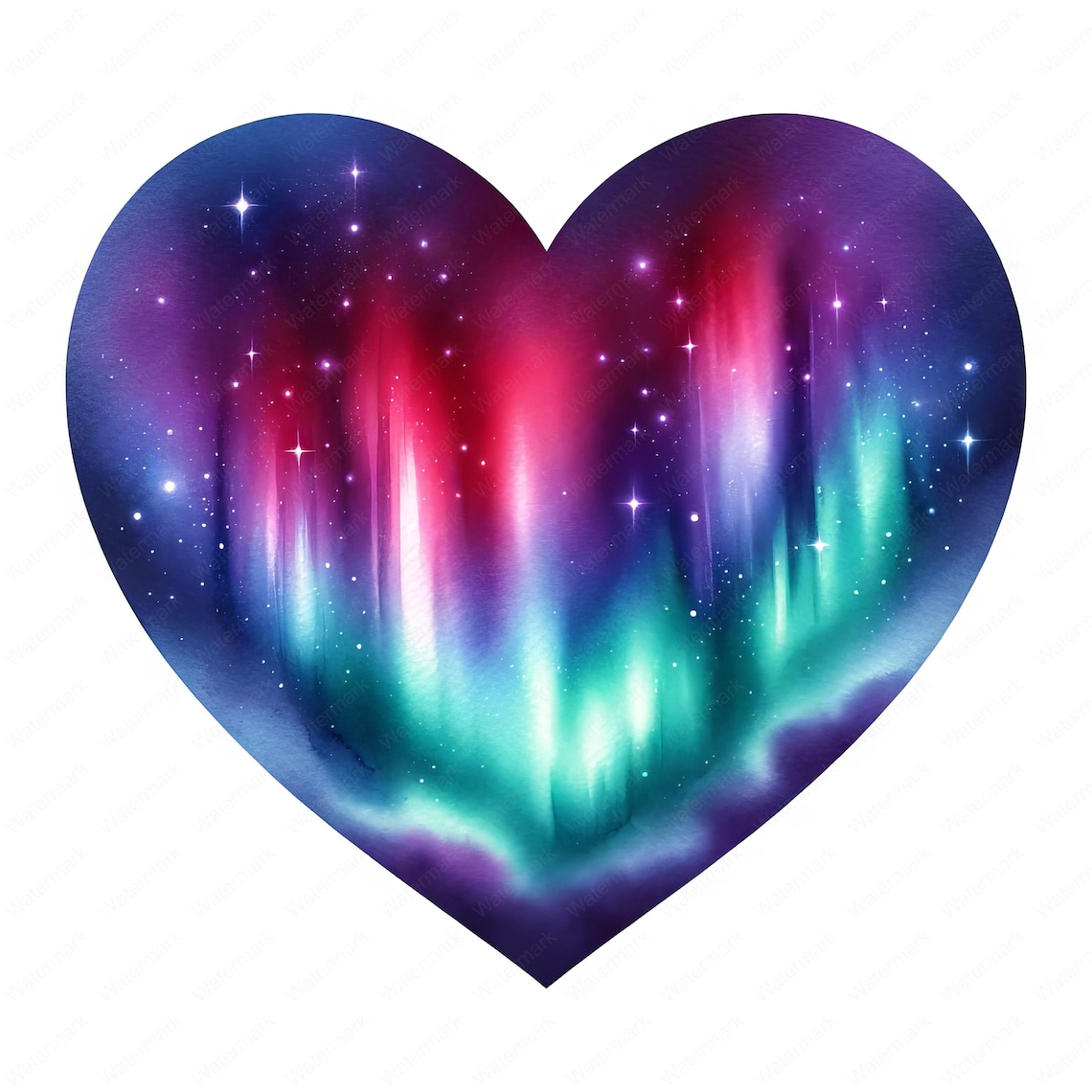 Aurora Heart Clipart: Northern Lights Design (digital Download) - Etsy