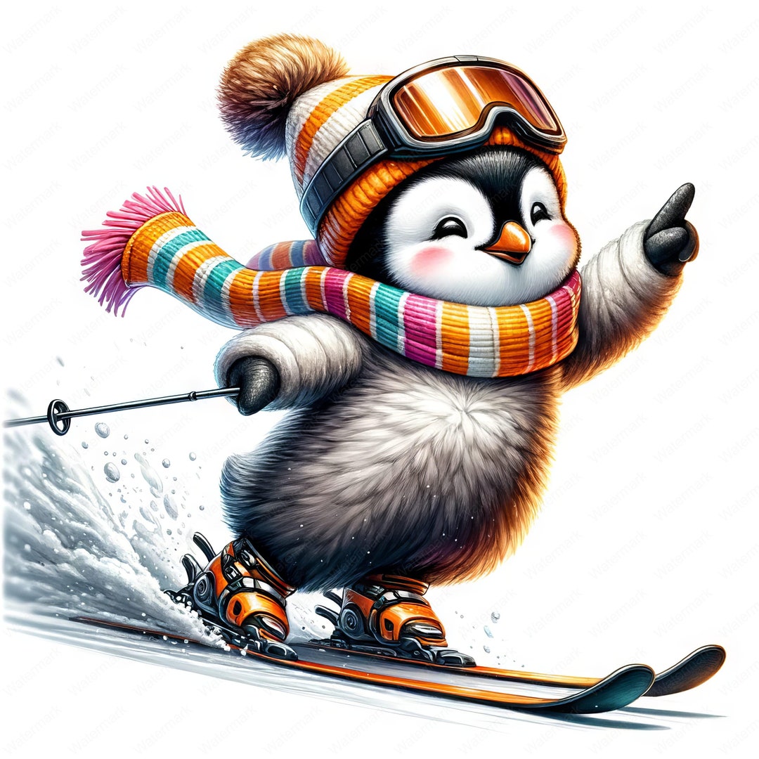 Penguin Clipart Winter Sports Clipart Bundle 10 High-quality Images ...