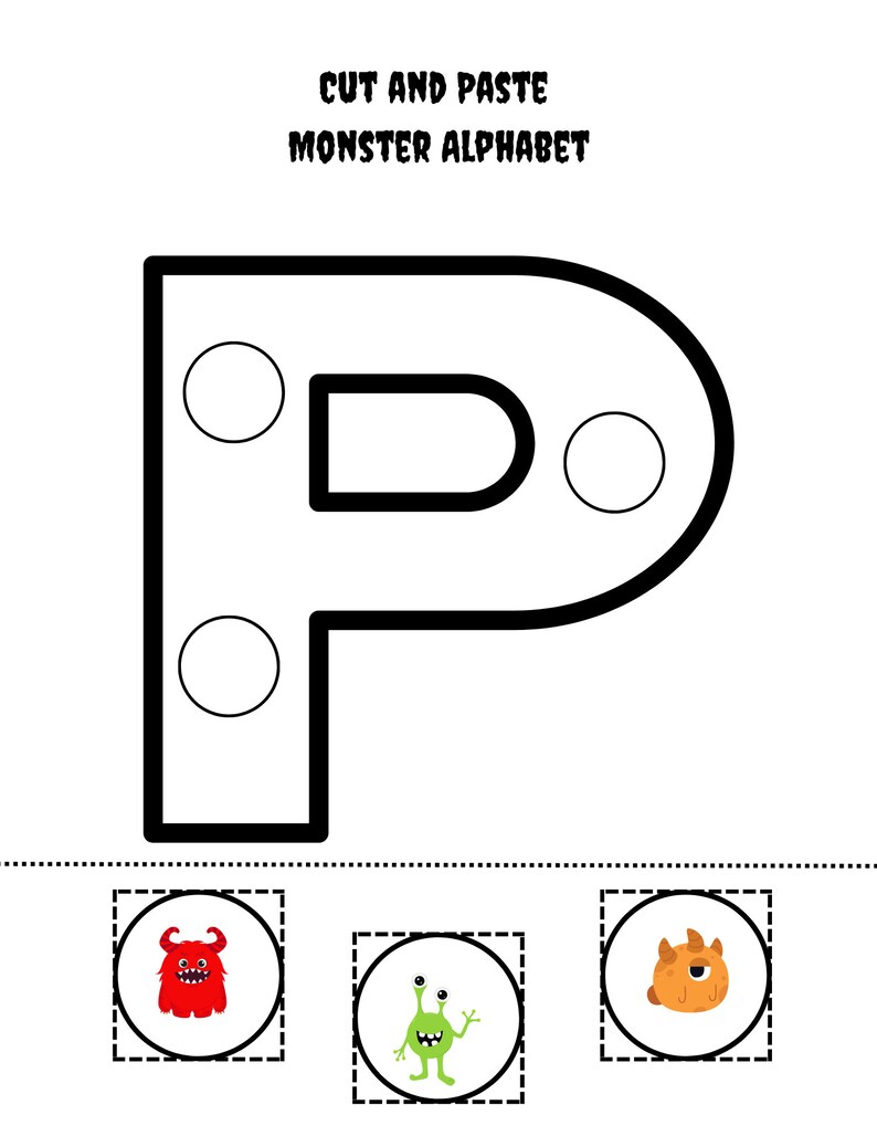 Alphabet Worksheets, Monster Themed, Cut and Paste, Letter of the Day ...
