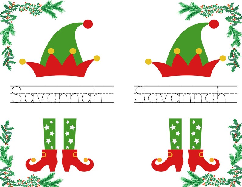 Elf Personalized Name Tracing Sheet, Custom Name Trace, Preschool ...