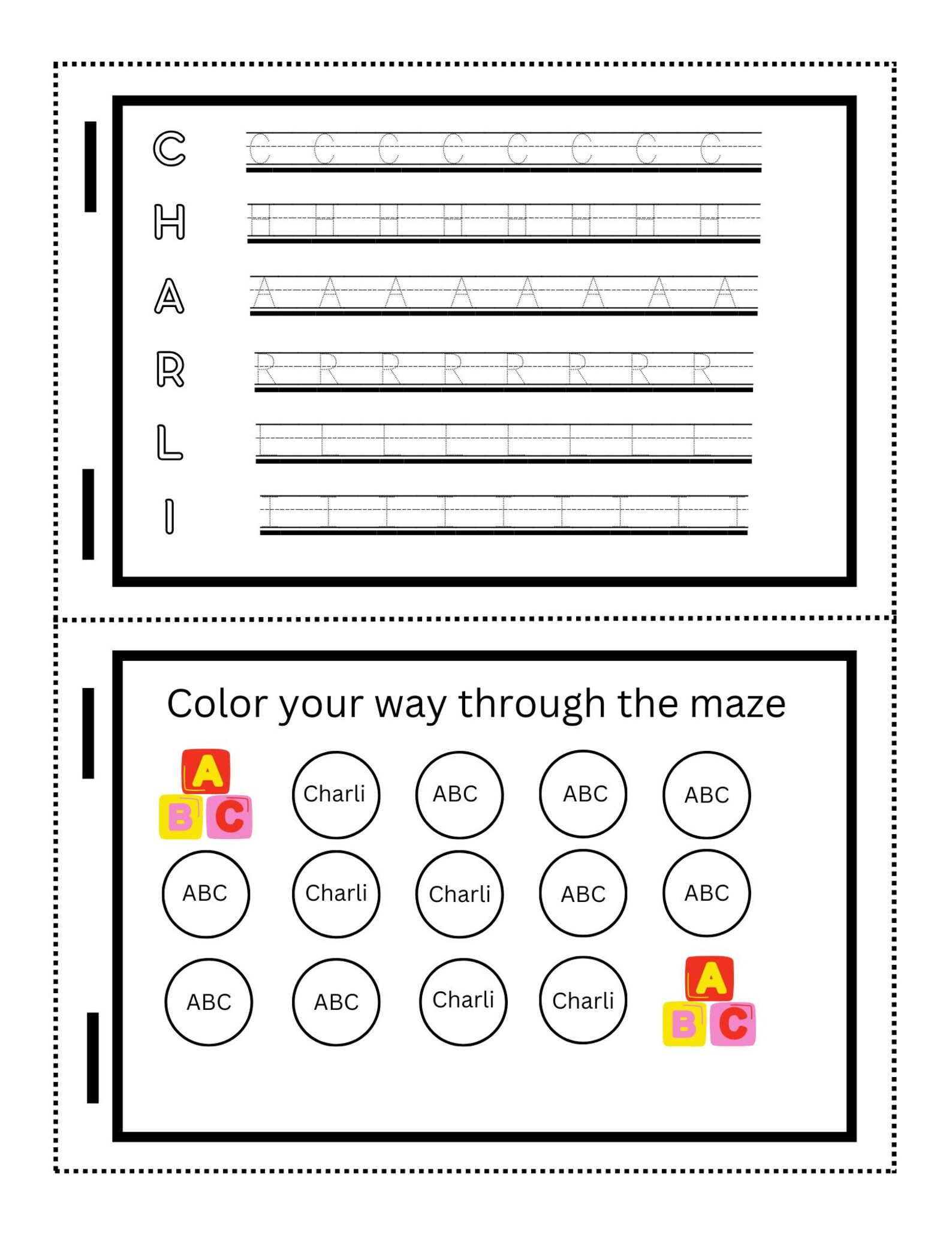 Personalized Name Tracing Book Sheet, Custom Name Trace, Preschool ...