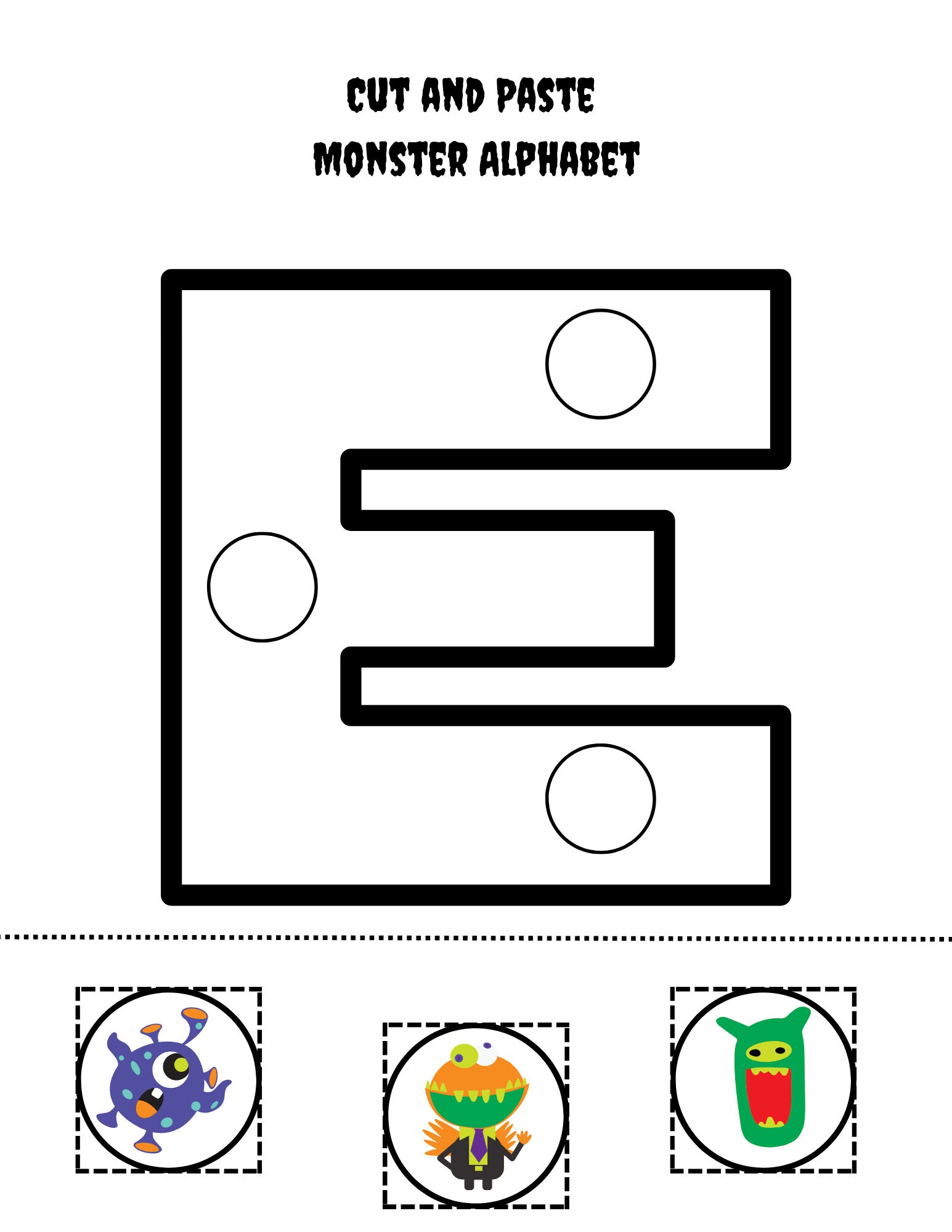 Alphabet Worksheets, Monster Themed, Cut and Paste, Letter of the Day ...